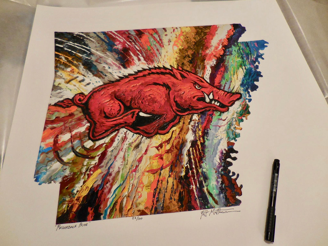 Archival Print of "Go Big Red" The image is 20" x 20" on 24" x 24" pap ...